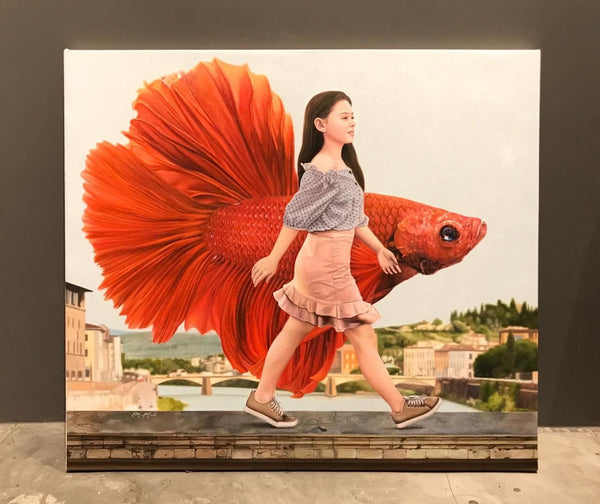 JOHN JAYLO - Girl and a Fish | Galeria Lienzo